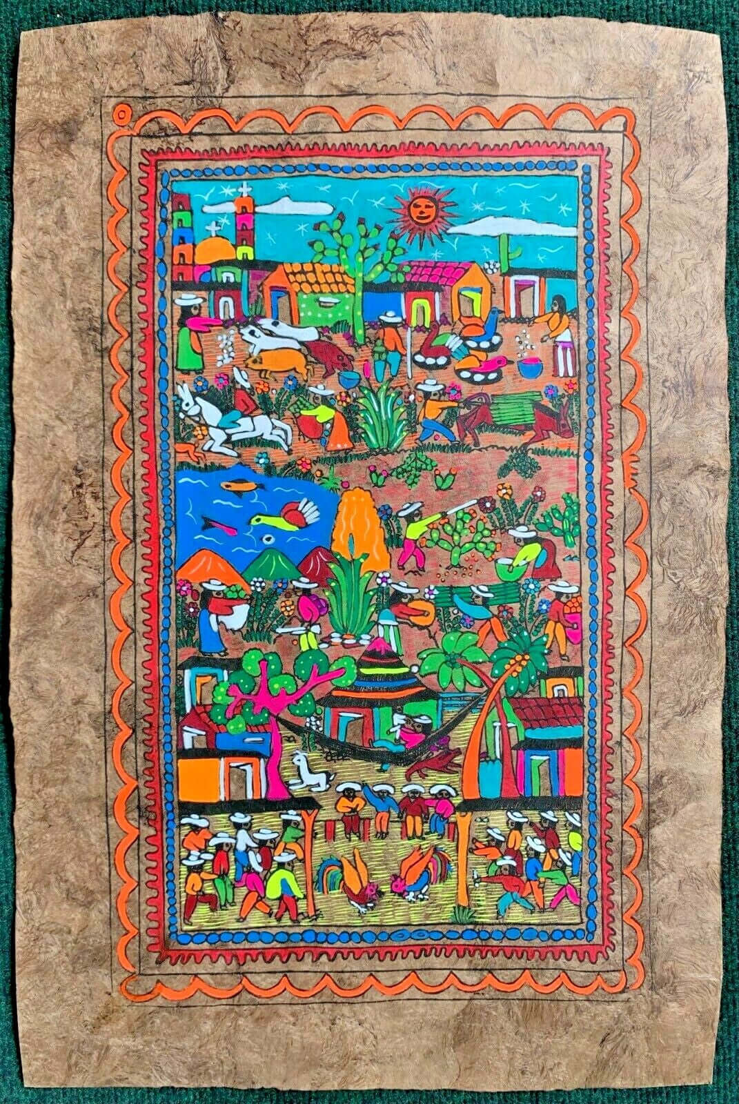 T. Ramirez - original works on handmade amate paper - Mexican village ...